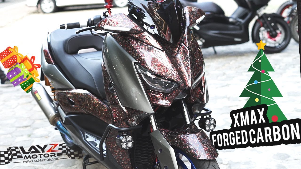 Yamaha X Max Forged Carbon Red & Yellow Flakes Hedon - YouTube