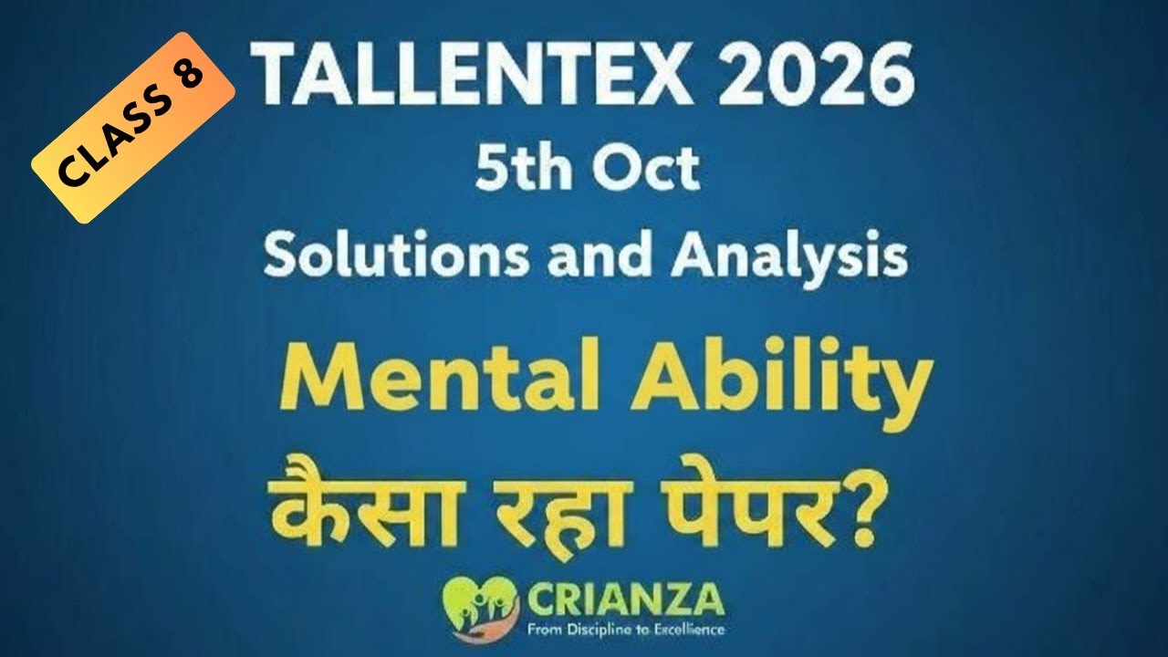 TALLENTEX 2026 Class 8 Aptitude Paper Solution | Exam on 05 Oct 2025 ...