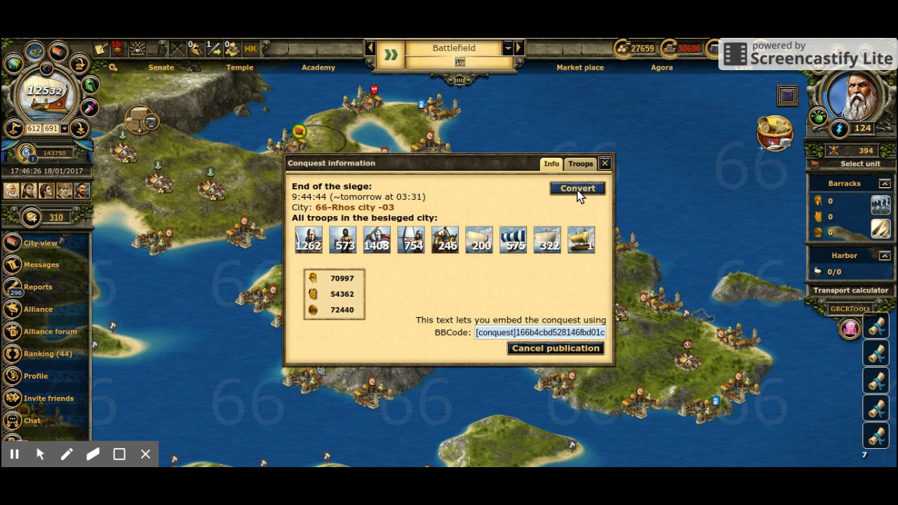 How to convert a live conquest tab grepolis - YouTube