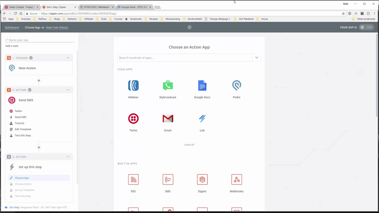 Podio - Send SMS Using Twilio and Zapier - Create Trigger - YouTube