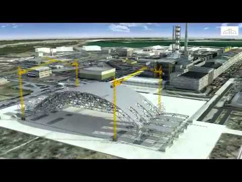Animation of the future construction of the arch that will encase ...