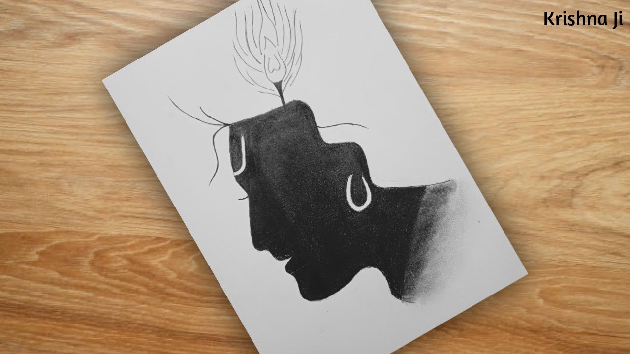 How To Draw Easy Krishna Shadow | Step By Step | Krishna Pencil Drawing ...