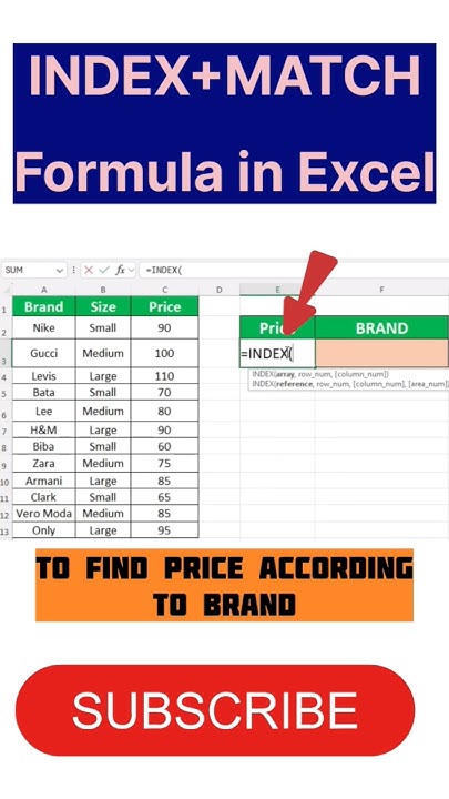 INDEX MATCH Formula in Excel#Excel INDEXMATCH Function#Excel#AdvanceExcel#exceltutorial#shorts# ...
