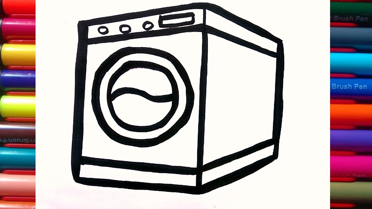 Washing Machine Drawing, colouring and painting for,Toddlers | & kid's ...