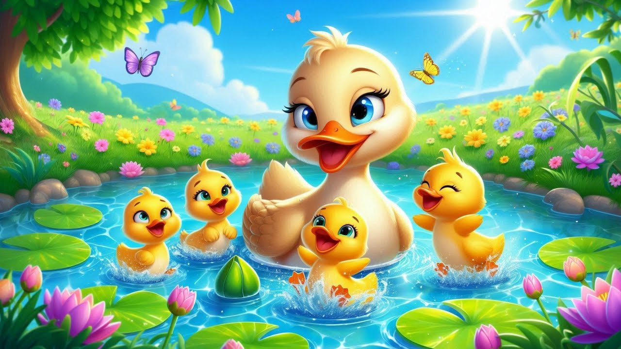 Mother Duck and Her Five Duck Fun Playtime | Cartoon Video for Kids ...