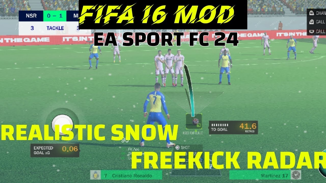 FIFA I6 MOD EA SPORT FC 24 REALISTIC SNOW WEATHER V4.1 & PS5 FREEKICK ...
