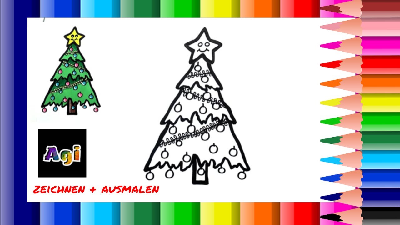 Wie malt man einen Weihnachtsbaum ️Malen mit Agi ️ deutsch ️ Schritt ...