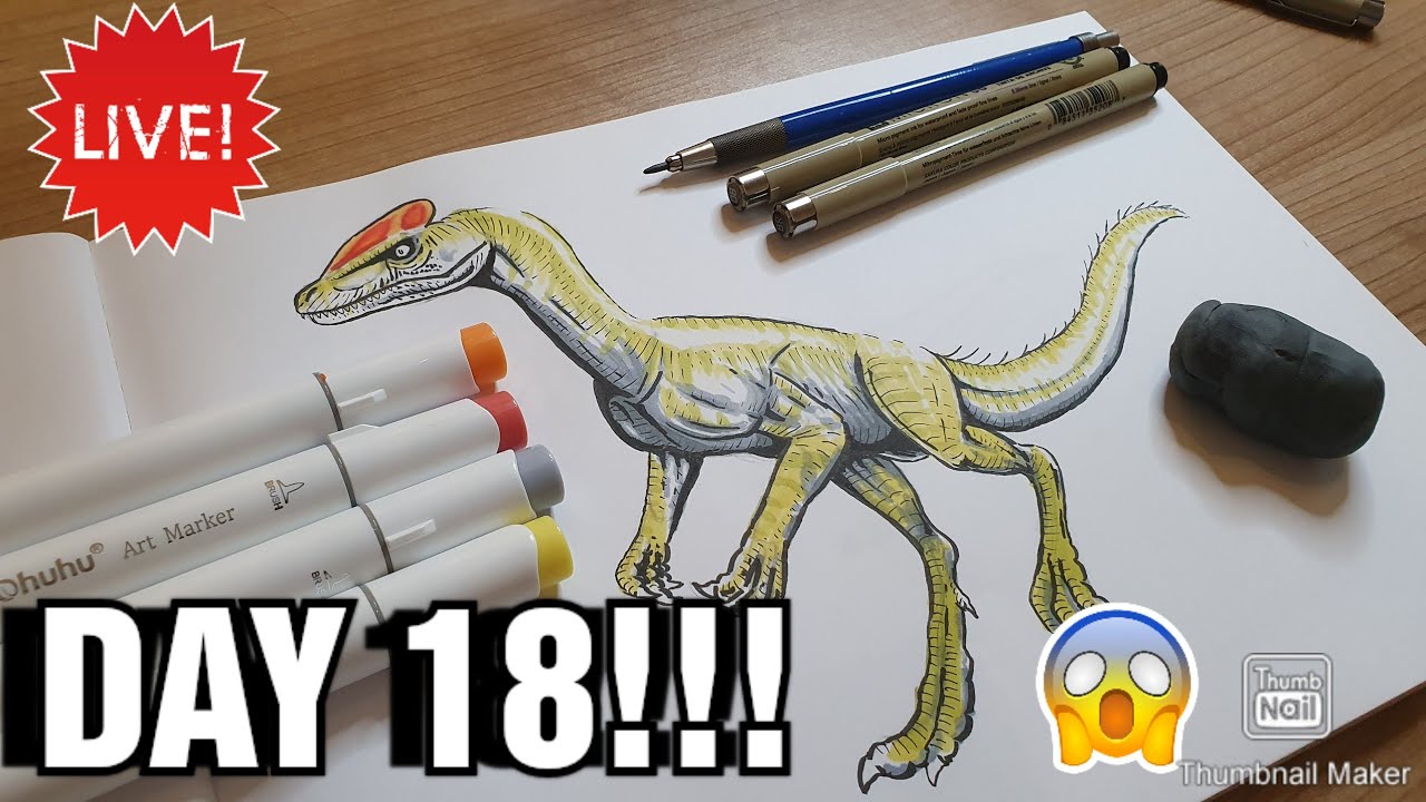 INKTOBER DAY 18!!! Drawing the Guanlong! - YouTube