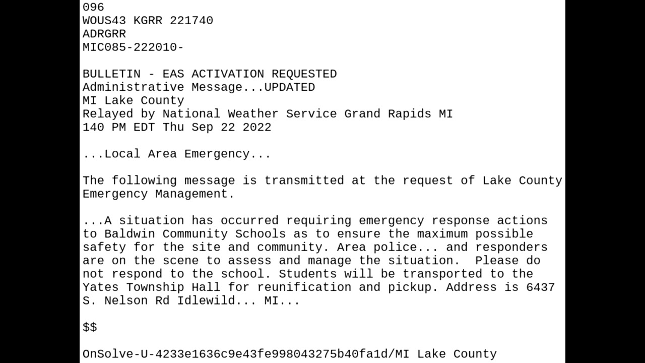9/22/22 | Lake County MI Local Area Emergency [EAS #765] - YouTube