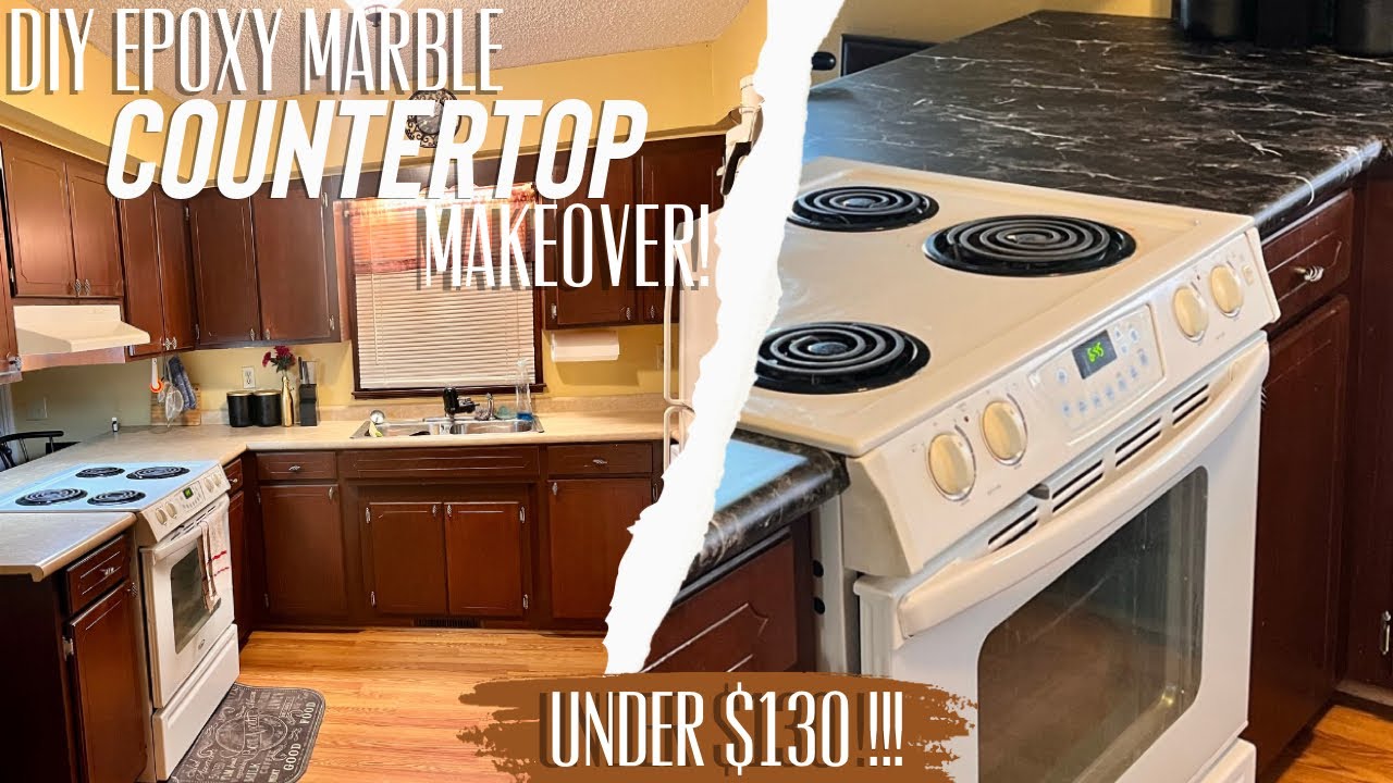 DIY Black Epoxy Marble KITCHEN Countertop | DIY for less than $130 ...