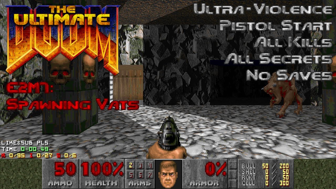 Ultimate DOOM - E2M7: "Spawning Vats" (UV MAX) - YouTube