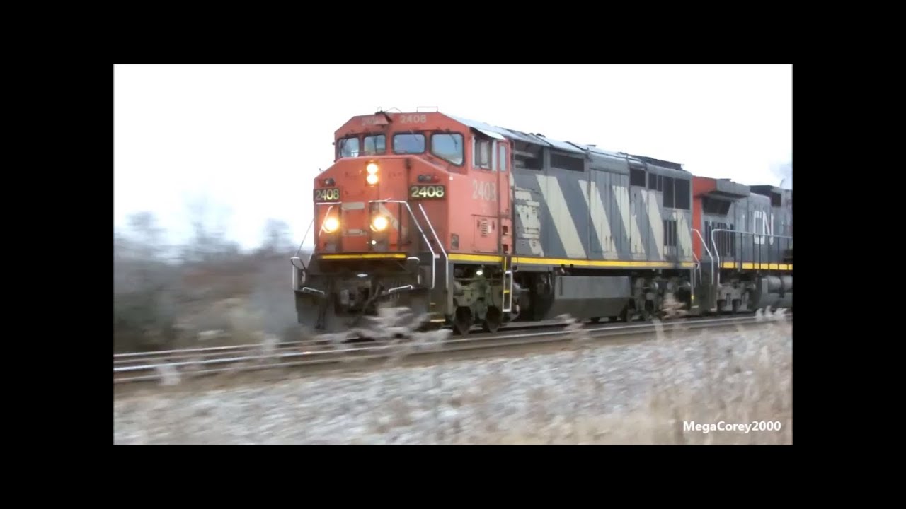 CN 2408 Leads a WB Autorack Train With CN 2611 Trailing - YouTube