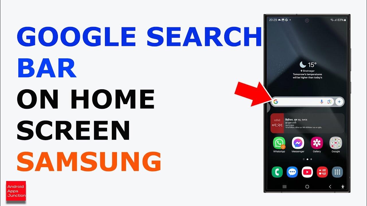 How to add Google Search Bar to Home Screen on Samsung - YouTube
