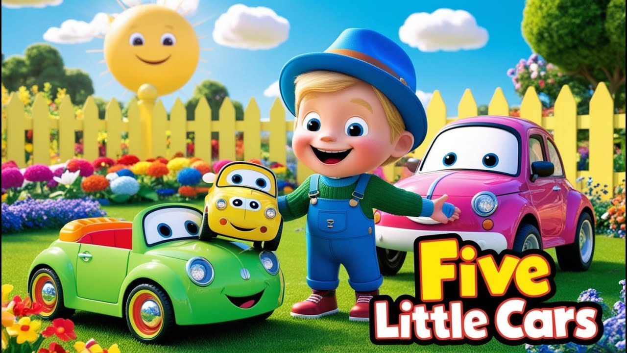 Five Little Cars | Car Song | Nursery Rhymes | Kids Song - YouTube