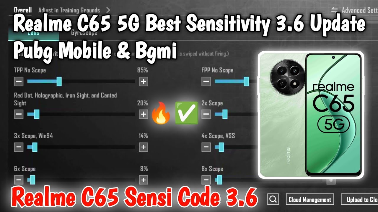 Realme C65 5G Best Sensitivity 3.6 Update Pubg Mobile & Bgmi | Realme C65 Sensi Code 3.6 - YouTube