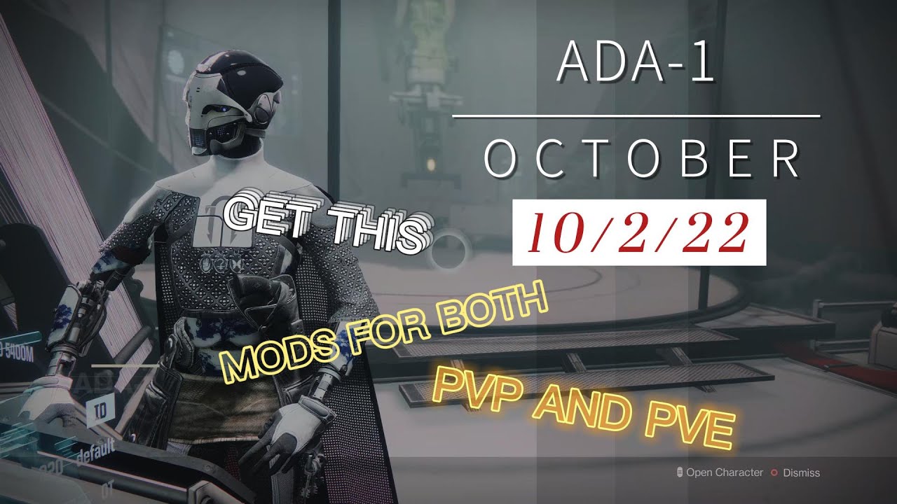 Ada-1; GET THESE MODS now for pvp and pve (october 10/2/22) - YouTube