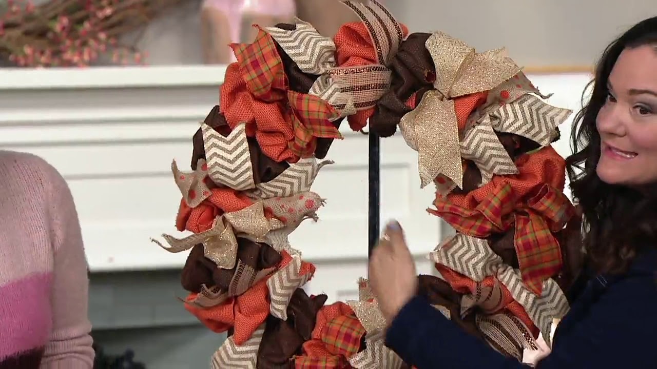 24" Autumn Harvest Decorative Ribbon Wreath on QVC - YouTube