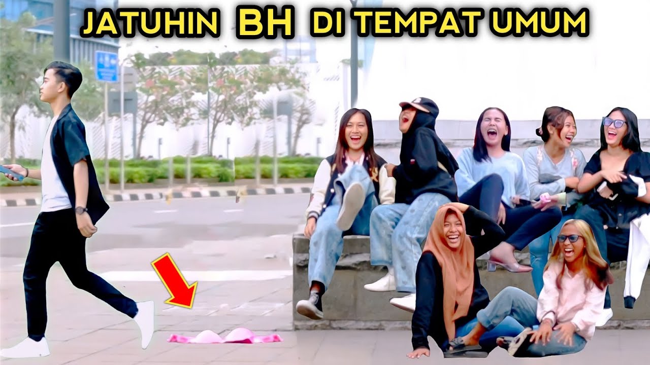 PRANK JATUHIN BH DI TEMPAT UMUM.. AUTO NGAKAK.. - YouTube