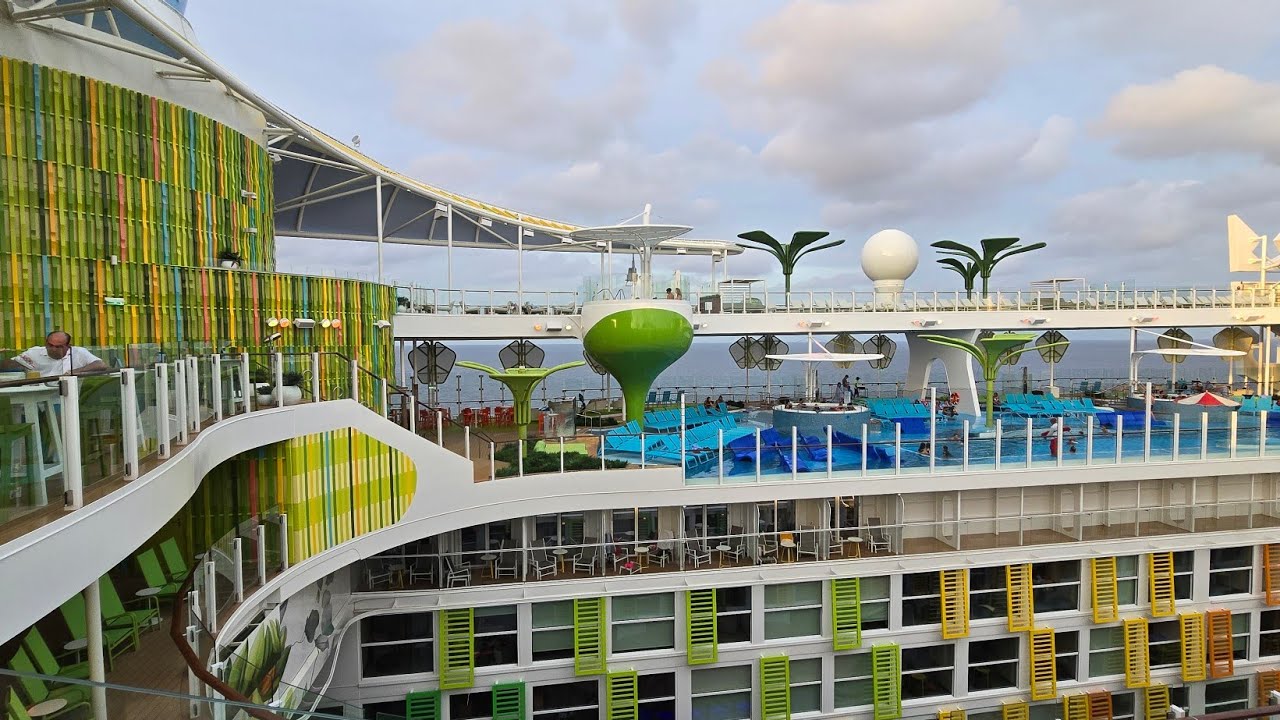 Walk through Aquadome , pools and Trill Island on board Royal Caribbean ...