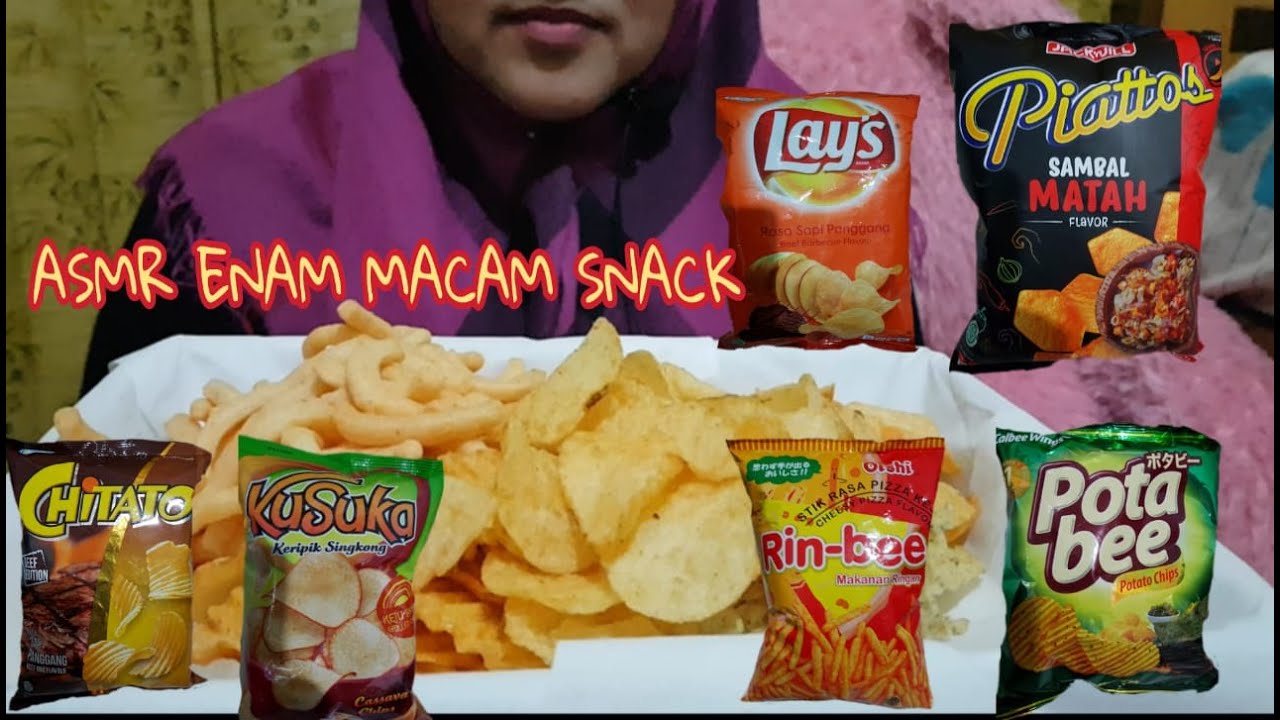 ASMR 6 Macam Snack, LAYS, PIATTOS, CHITATO, KUSUKA, RIN-BEE, POTABEE ...