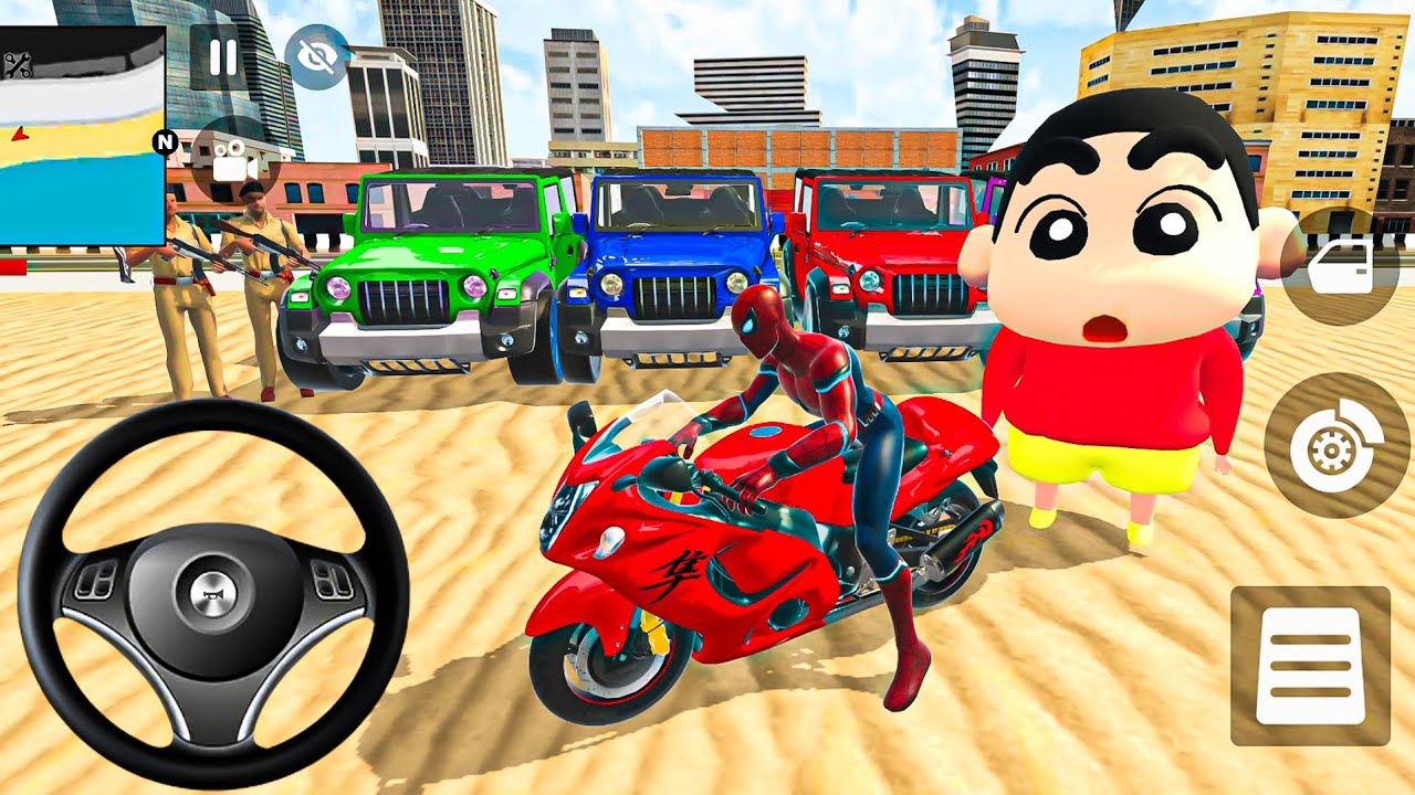 🐝 Indian Thift Auto Android Game ️ Monster Spiderman vs Shin-Chan Car ...