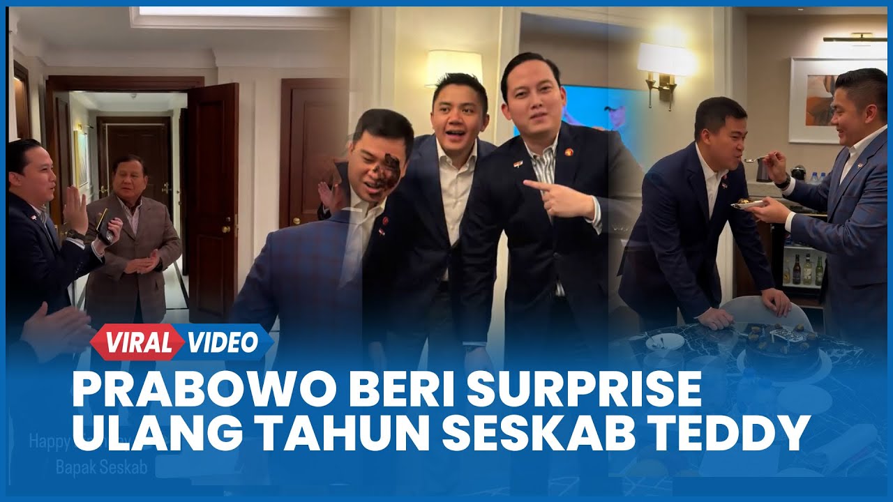 Momen Surprise Prabowo Bareng Ajudan Beri Kejutan Ulang Tahun Seskab ...