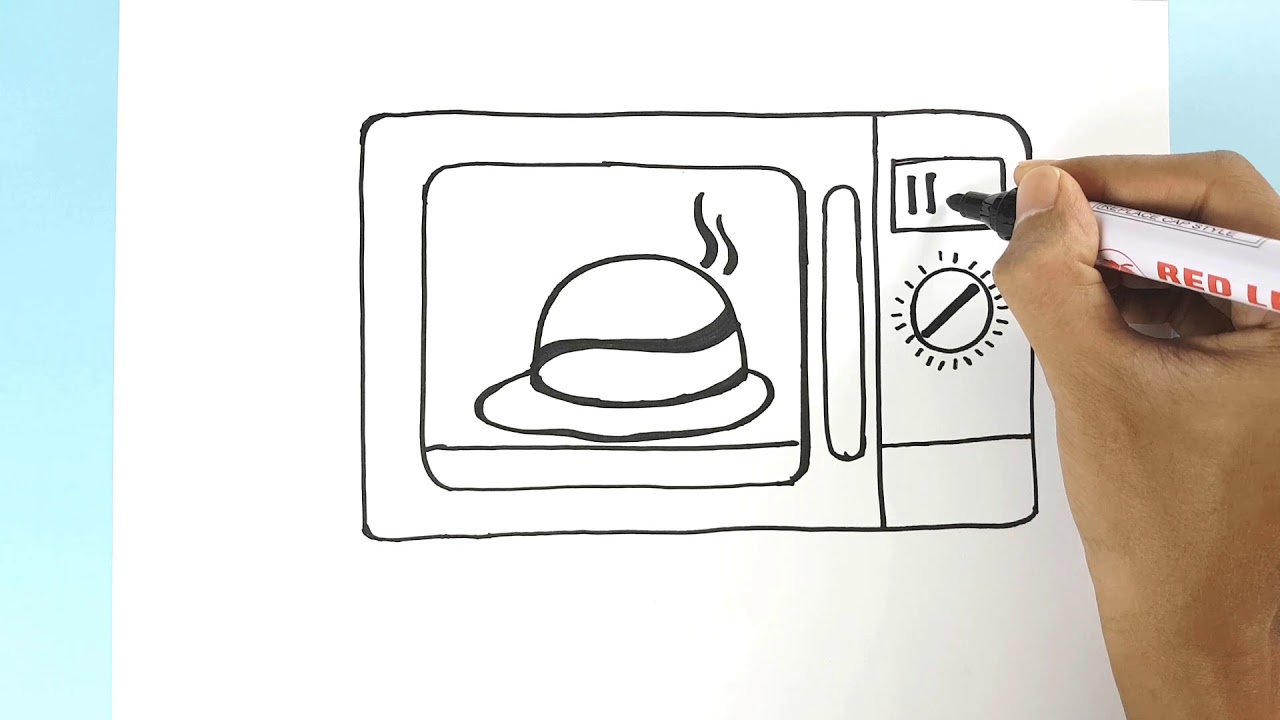 How to Draw Microwave Cooking Burger Easy Step by Step - YouTube