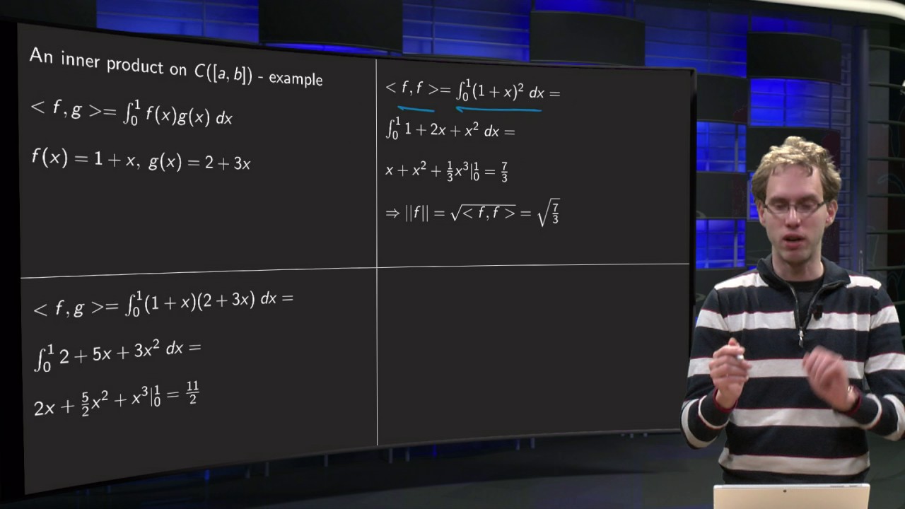 An inner product for continuous functions - example - YouTube