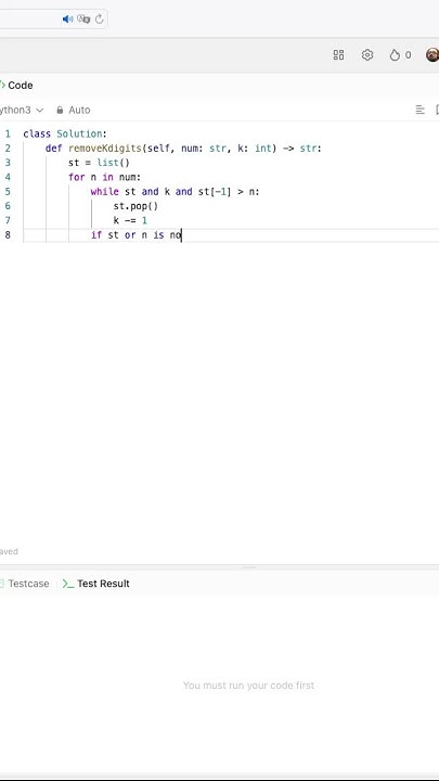 Leetcode #402: Remove K Digits #leetcode #leetcodepython #python #leetcodethehardway # ...