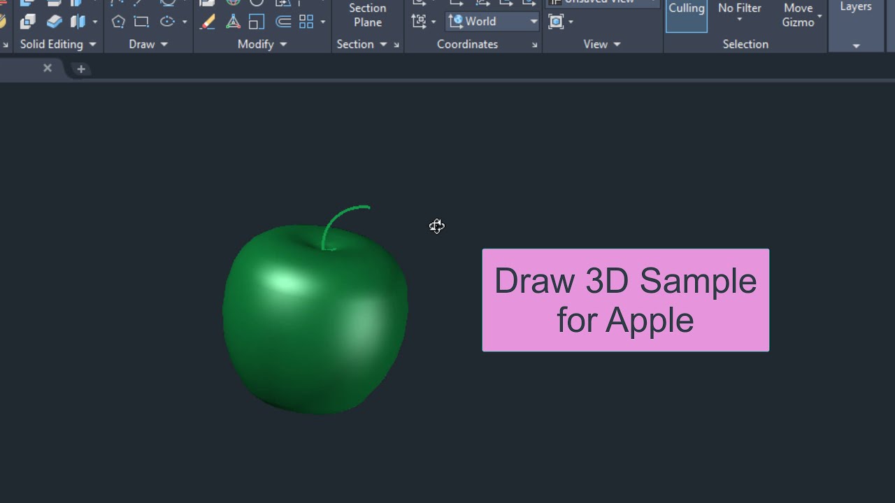 Draw 3D Sample for apple by autocad - YouTube