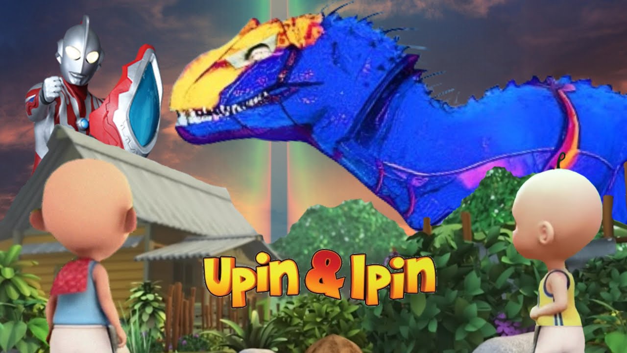 Upin Ipin Melawan Tirex Dinosaurus Pompa Biru Super Ultraman Ribut ...