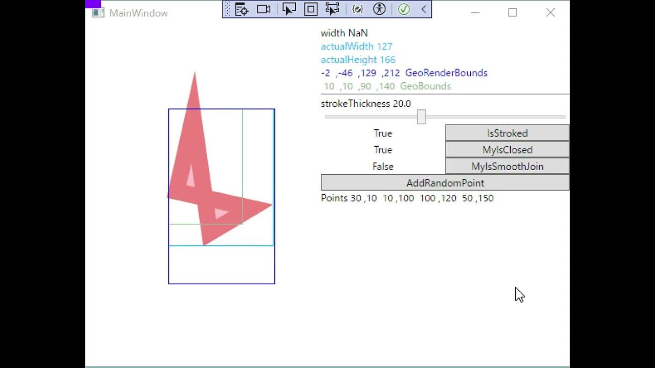 WPF、折れ線図形を描画するクラスをShapeを継承したカスタムコントロールで作ってみた、線の太さを考慮してサイズ計算 - YouTube