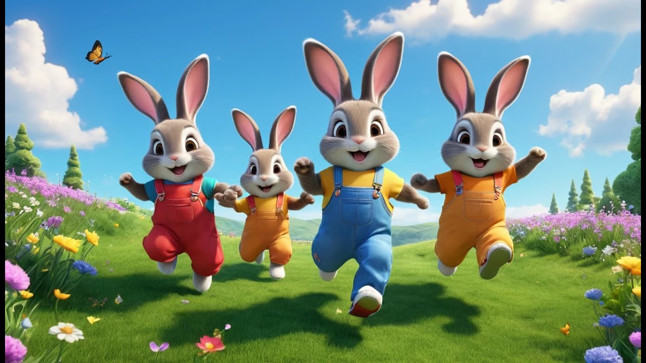 Five Little Bunnies Jumping on the Ground Rhyme Song | Nursery Rhyme ...