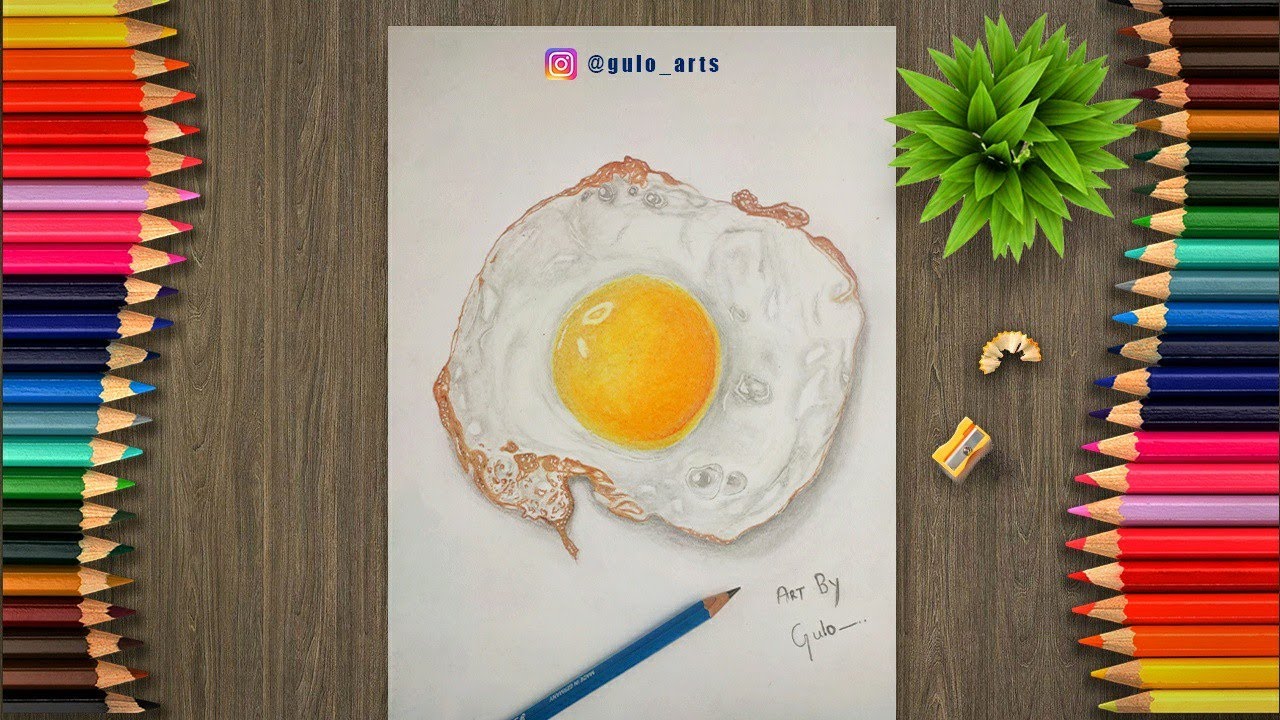 Hyper Realistic Egg Colour pencil drawing - YouTube