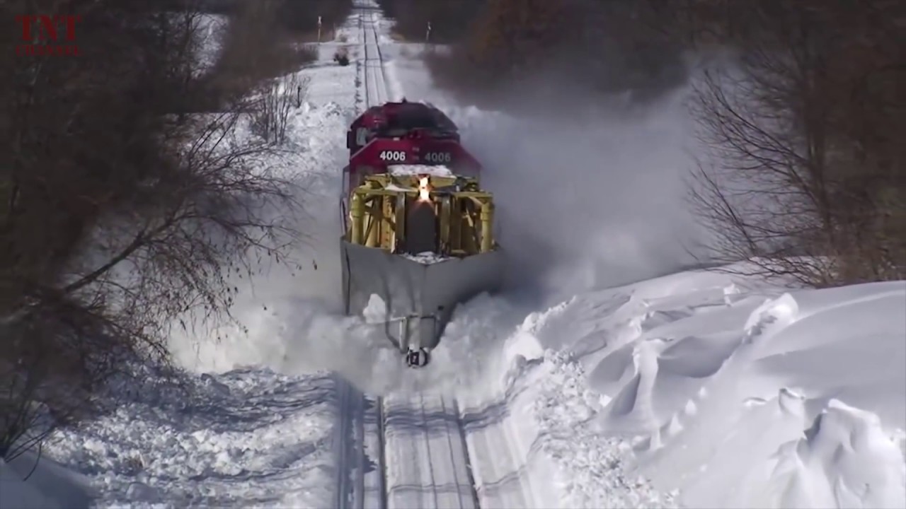 TRAIN vs SNOW Trains Plowing Snow - YouTube