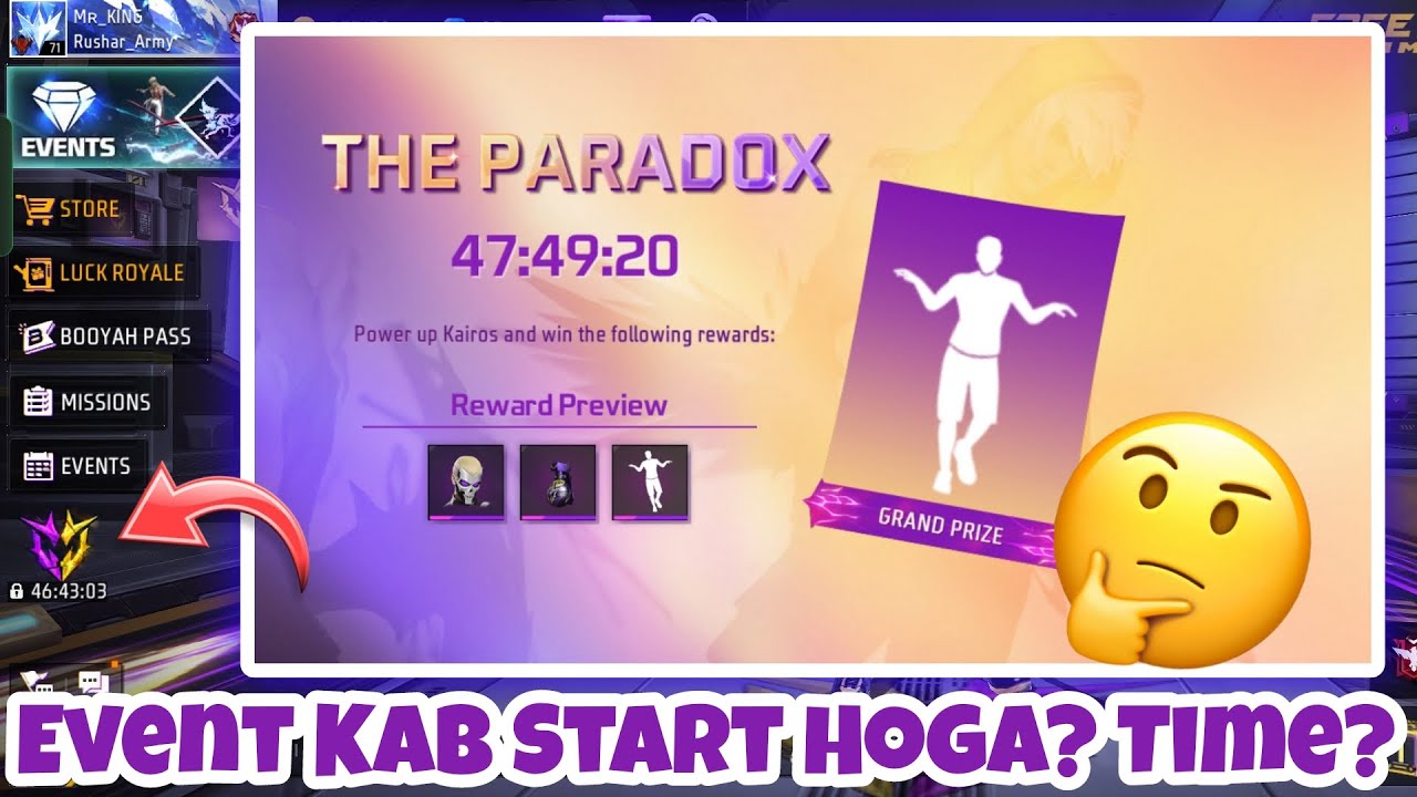 The Paradox Event Kab start Hoga? Time? | Free Fire the Paradox Event ...