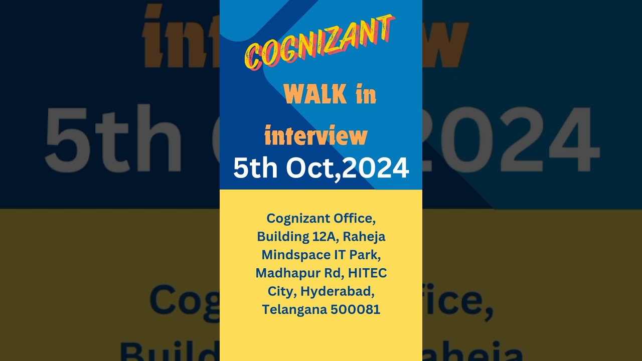 Cognizant Walk in interview for freshers in Hyderabad - YouTube