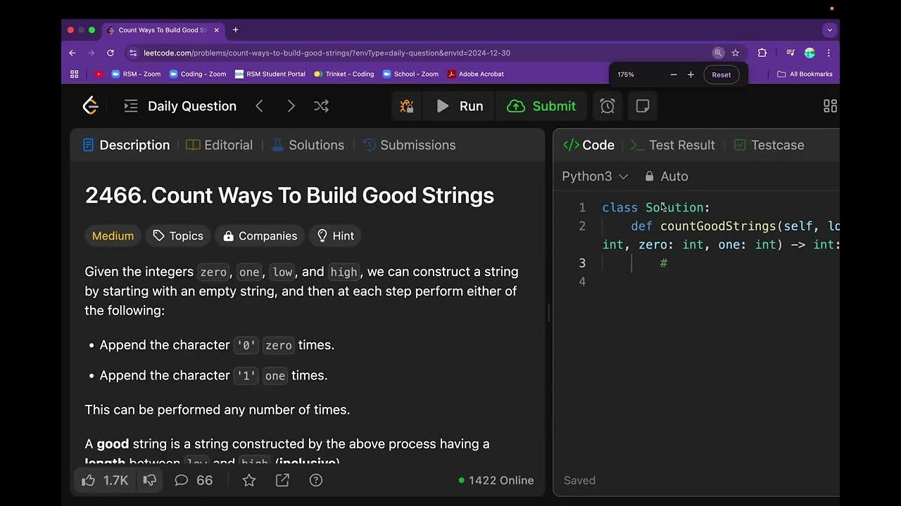 Count Ways to Build Good Strings - Leetcode 2466 - YouTube
