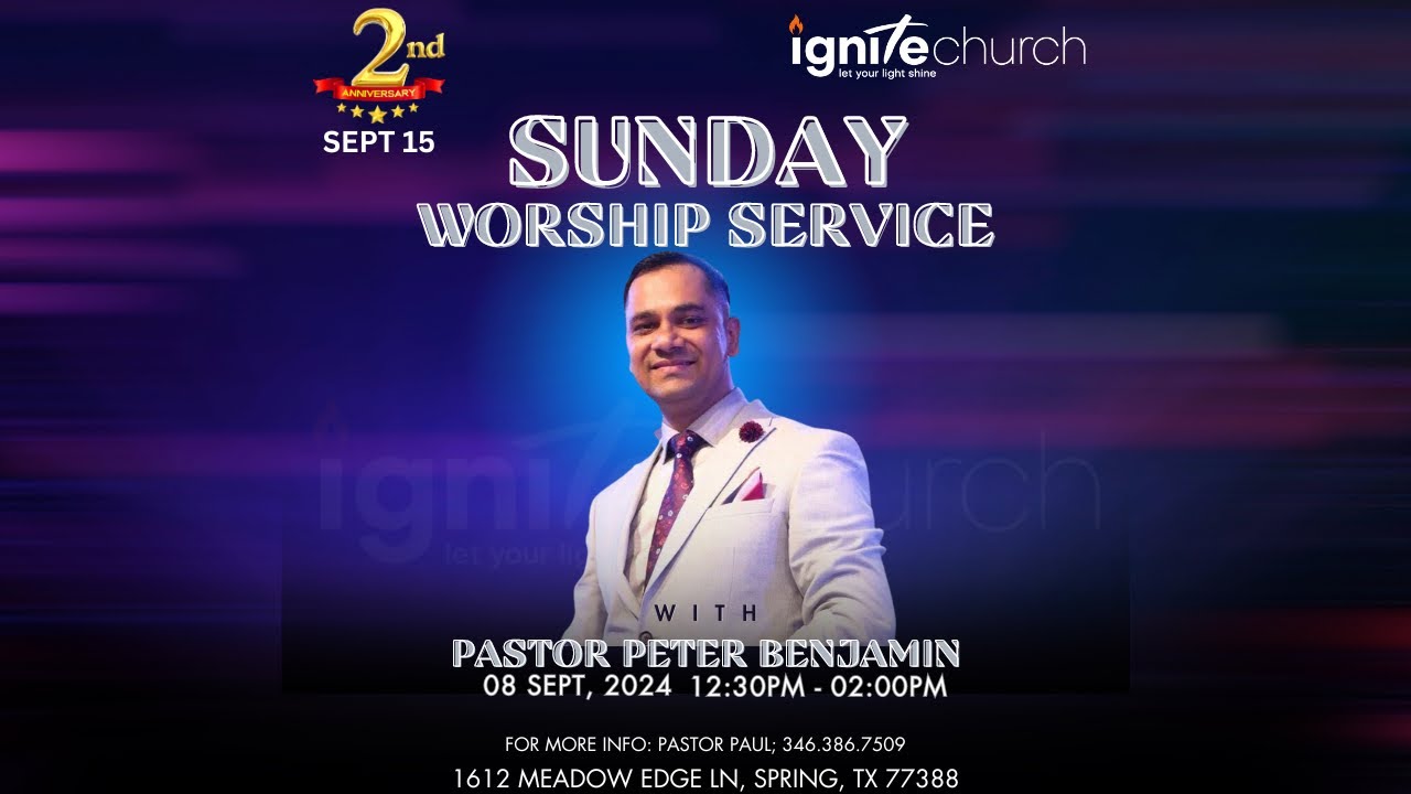 Sunday Worship Service with Pastor Peter Benjamin. Sept 15th, 2024 ...