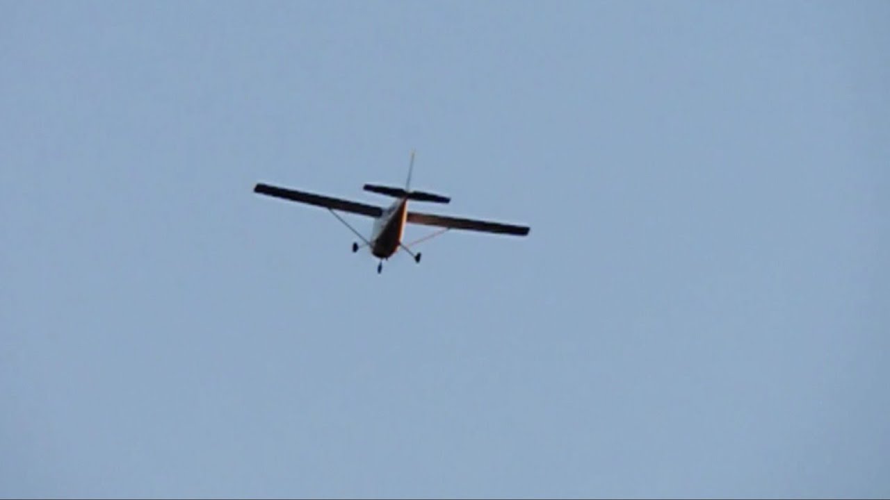 Slow motion: Small propeller plane in the sky over Sweden on September ...