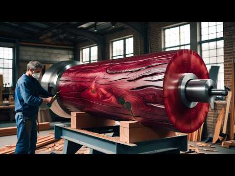 Processing Giant Redwood Logs In Factory | The Exceptional Craftsmanship Experienced Lathe Operators