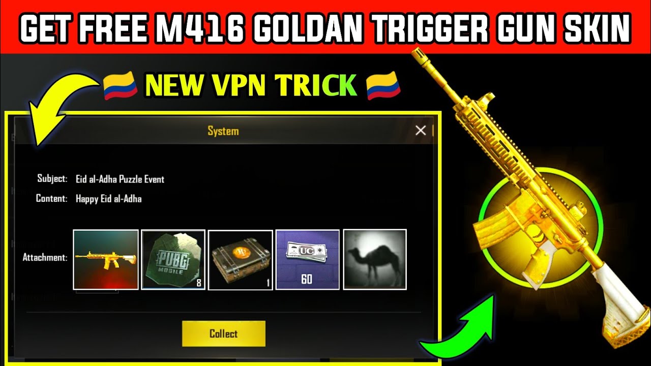 Pubg Mobile Get || Free Goldan Trigger M416 Gun Skin & Classic Scrap ...
