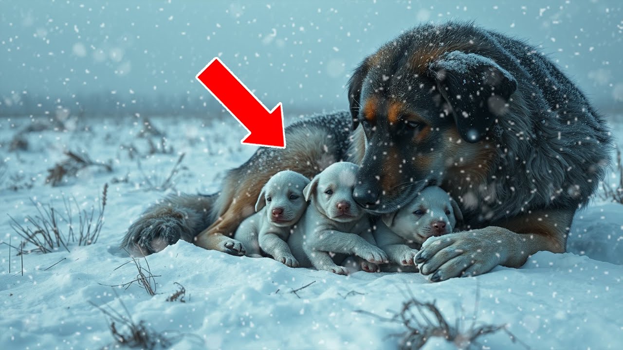 German Shepherd Dog Frozen to Death with Two Puppies. When Jack Opened ...