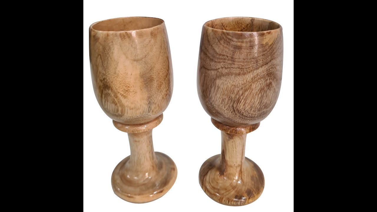 Rustic Wooden Chalice Set of 2 Wood Goblet Kitchen Gift & Home Decor ...