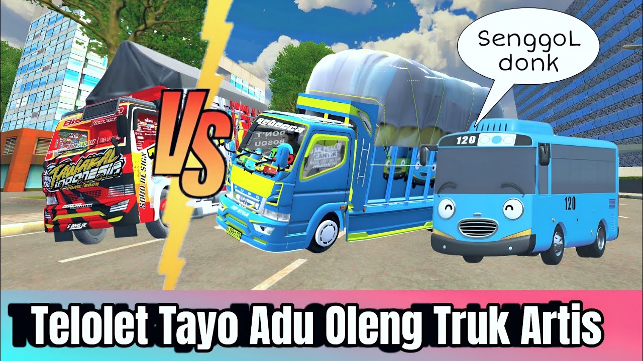 Truk oleng kartun Tayo Adu Oleng sama truk artis - YouTube