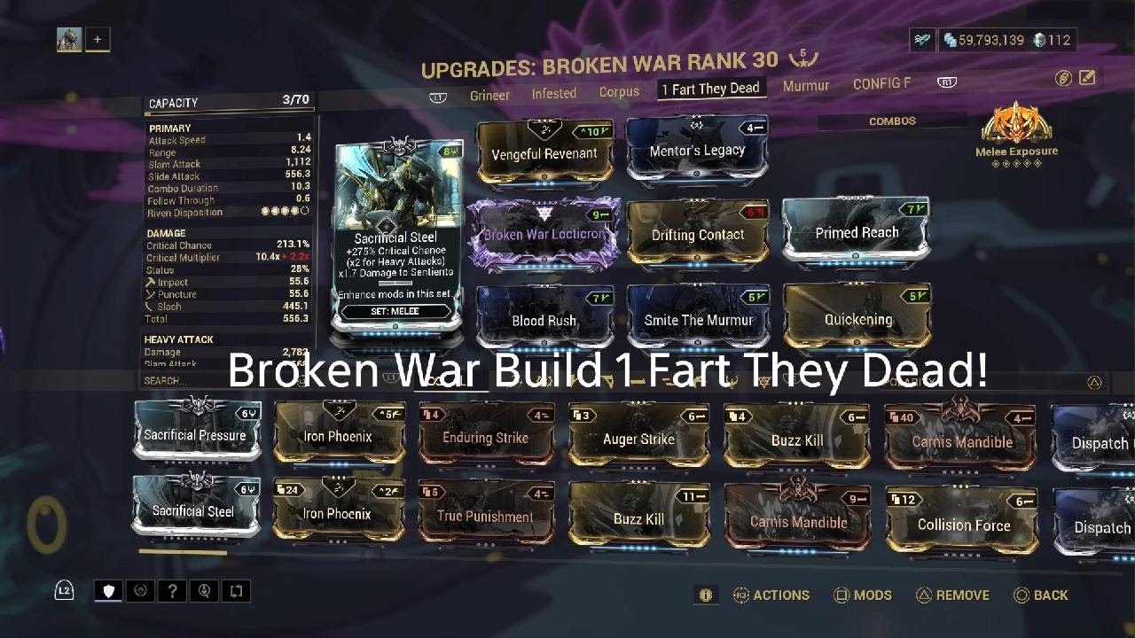 Warframe Broken War Build 1 Fart They Dead! - YouTube