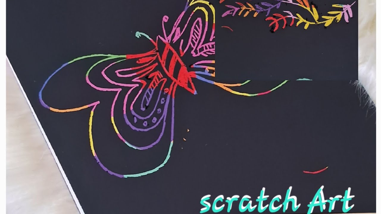 Scratch Art Painting🌈/ how to draw on scratch note / scratch Butterfly ...