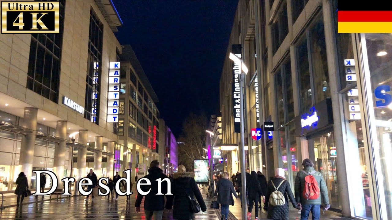 🇩🇪Dresden Night Walk - Prager Street -【4K 60fps】 - YouTube