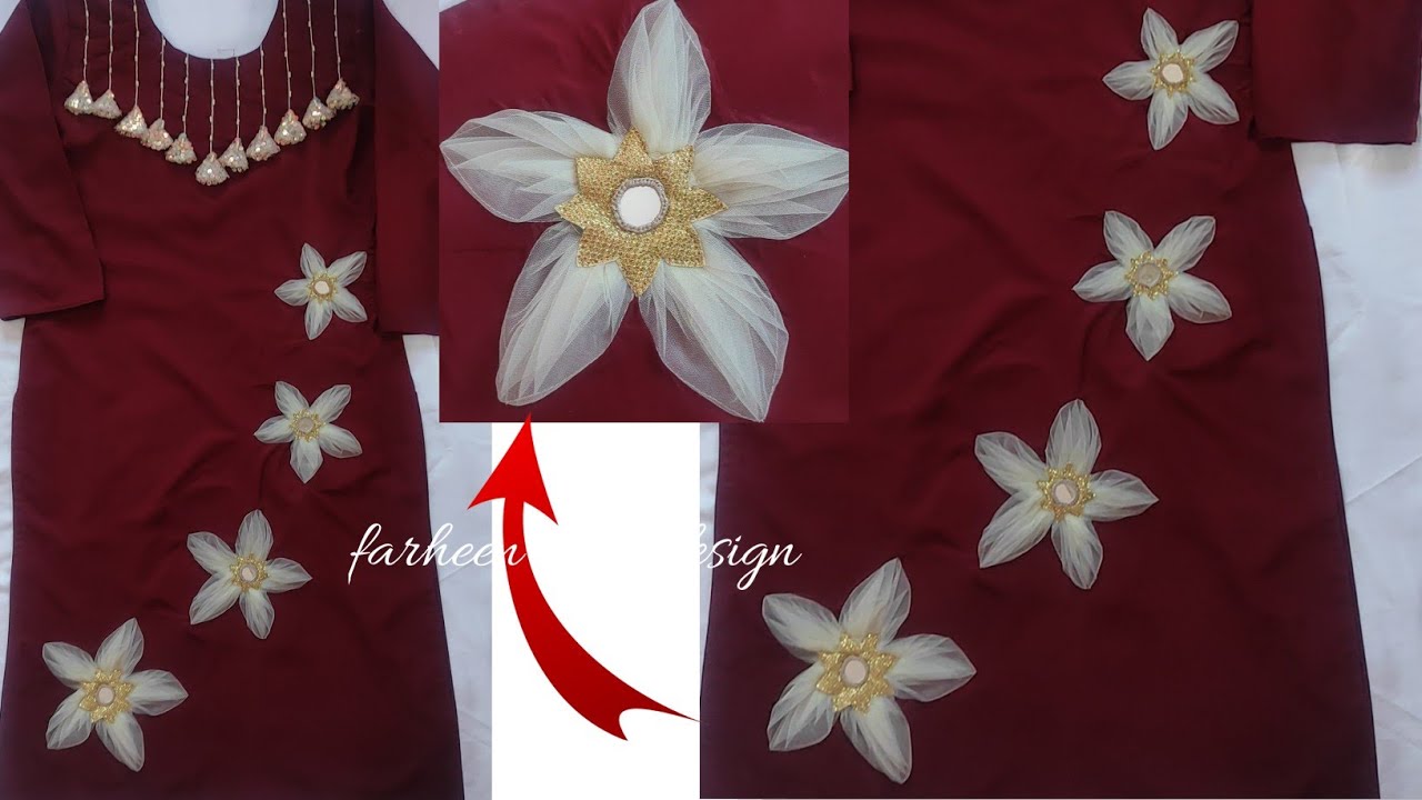 3D Net Flower Design/Embroidery With Net Fabric/Net Flowers Design For ...