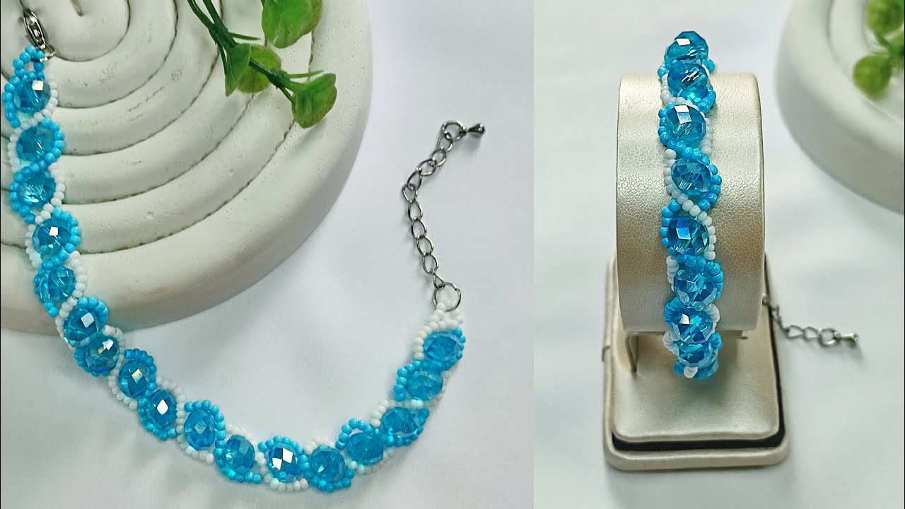 DIY Gelang Manik-manik Menggunakan Kristal Ceko dan Manik Pasir | Beaded Bracelet Tutorial - YouTube